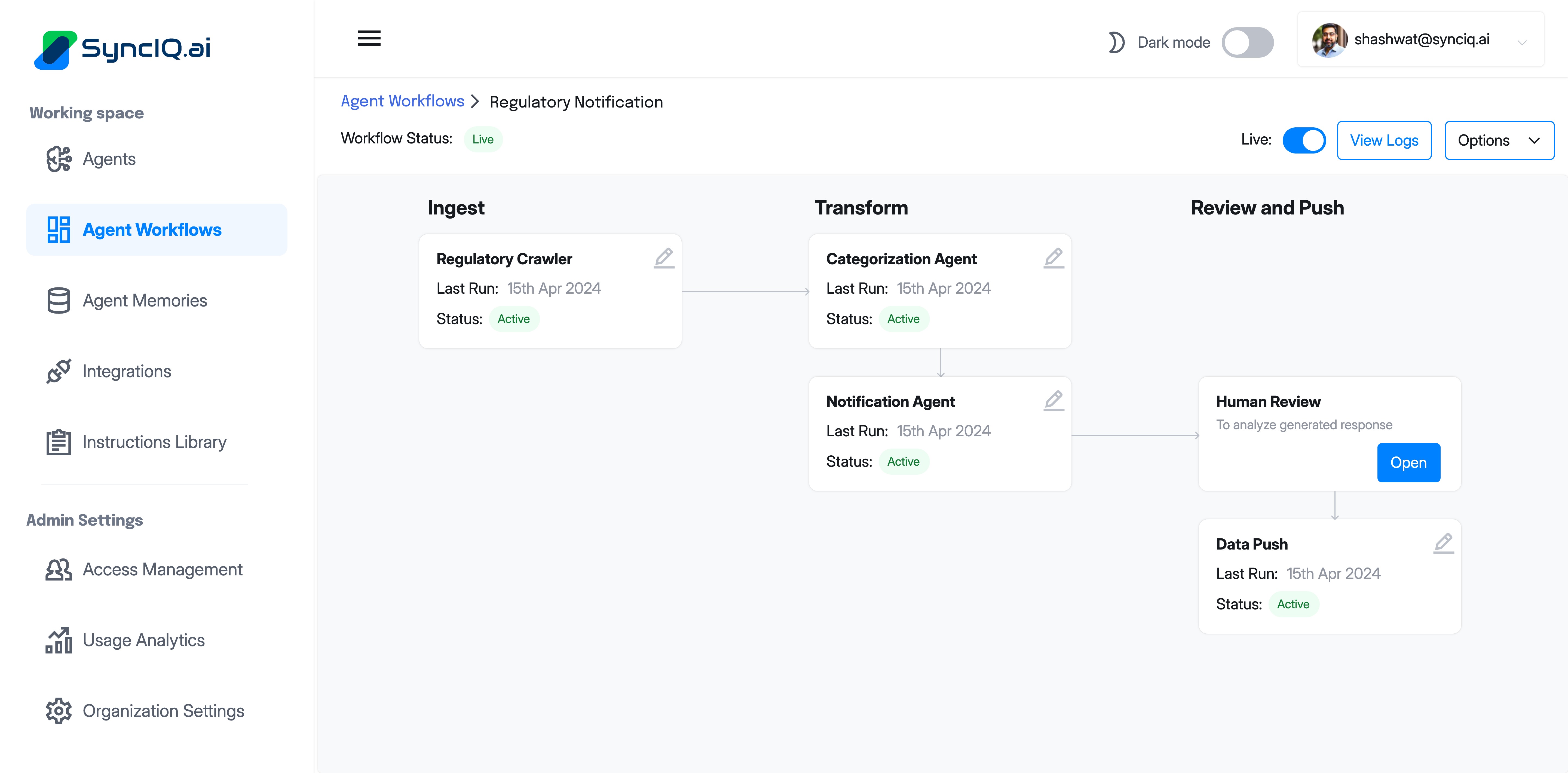 Synciq Ai Workflow Orchestration Platform